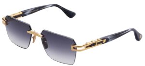 dita meta-evo one dt dts147 a-01 yellow gold/ink swirl metal rimless sunglasses grey gradient lens