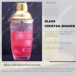 Gbuxska Glass Cocktail Shaker Set - Glass Shaker for Cocktails, Drink Shakers Cocktail and Cocktail Shakers, Glass Shaker Set for Bars, Whiskey, Cocktails (Gold, 13 oz)