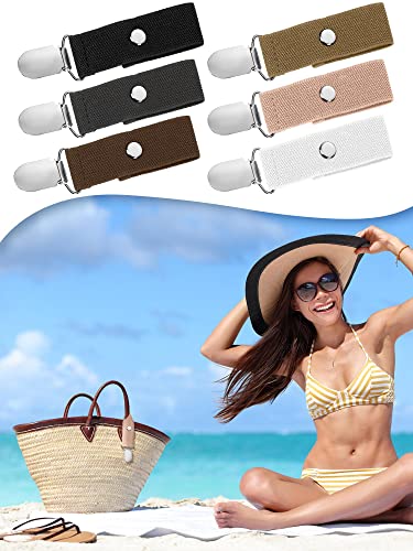 BBTO 6 Pcs Hat Clip for Summer Travel on Bag Luggage PU Leather Hat for Travel Hat Womens Sun Hat, Beach Hat Clip (Cute)