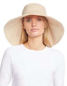 solbari ultra wide brim sun hat upf50+ packable uv sun protection hats with full coverage brim, vanilla/beige, small-medium