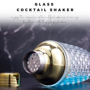 Gbuxska Glass Cocktail Shaker Set - Glass Shaker for Cocktails, Drink Shakers Cocktail and Cocktail Shakers, Glass Shaker Set for Bars, Whiskey, Cocktails (Gold, 13 oz)