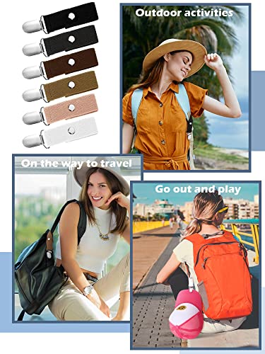 BBTO 6 Pcs Hat Clip for Summer Travel on Bag Luggage PU Leather Hat for Travel Hat Womens Sun Hat, Beach Hat Clip (Cute)