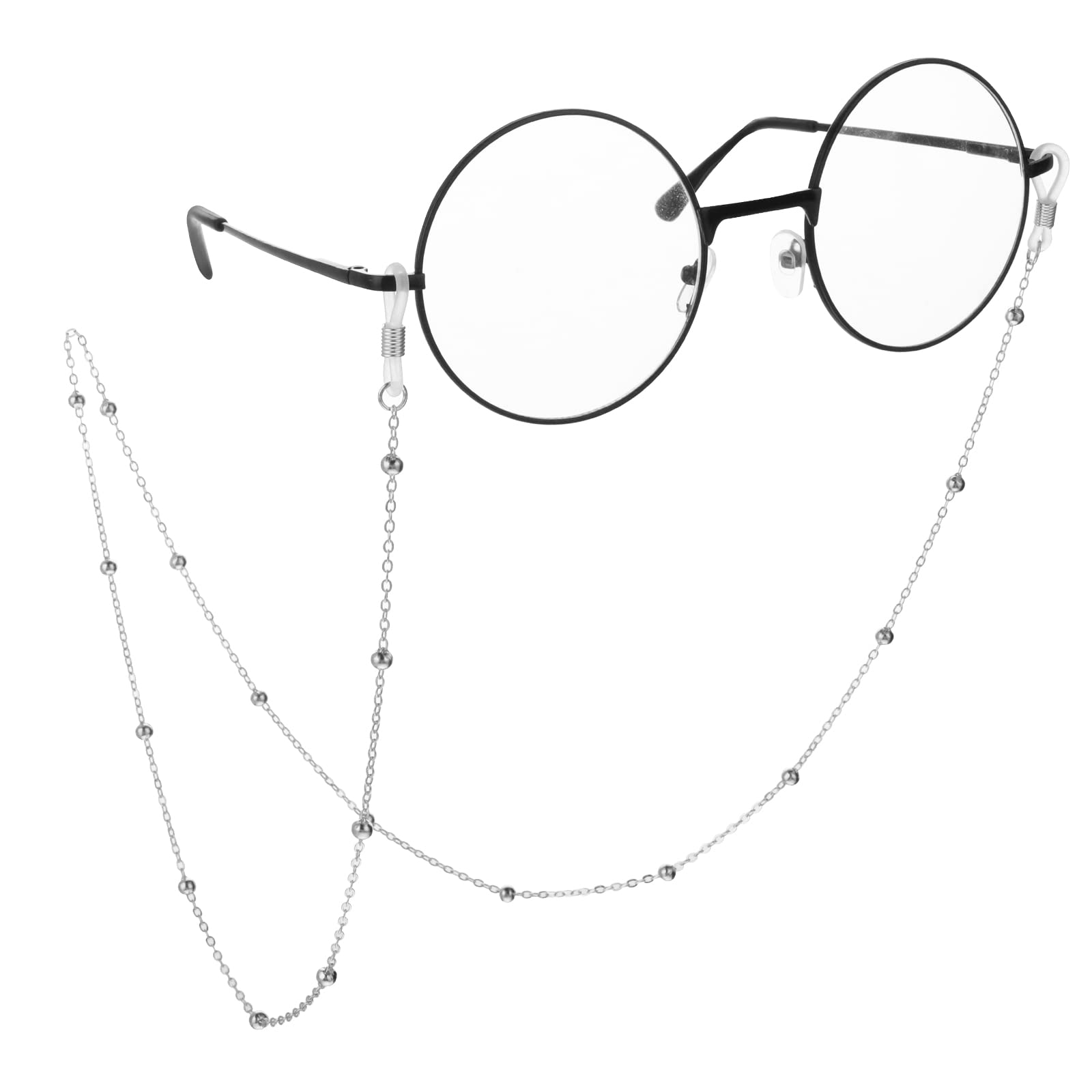 WLLHYF Glasses Chain for Women Strap Holder Around Neck, Women's Sun Reading Eyeglass Chain Hanger Face Mask Lanyard Necklace Silver