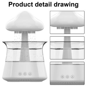 Cloud Rain Humidifier for Bedroom & Large Room Water Drip Humidifier with Remote Waterfall Lamp Mushroom Humidifier Rain Sounds White Noise Humidifier Air Humidifiers for Bedroom Desk (White)