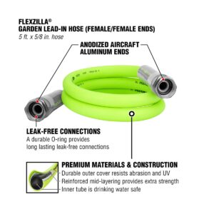 Flexzilla Garden Lead-in Hose, 5/8" x 5', Female/Female 3/4" - 11 1/2 GHT Fittings