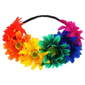 zlixing rainbow headband pride outfits accessories women girls sunflower crown gay pride accessories shirt stuff for lgbtq party decorations