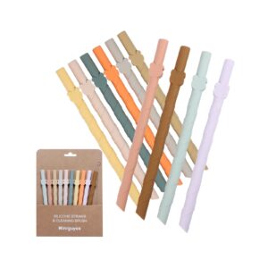 reusable silicone straws for kids and adults - dishwasher safe - 10 pcs 6.8 inch, bpa free, food grade multi-coloured straws for smoothies, shakes, drinks - foldable for home and travel use