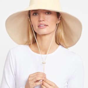 Solbari Ultra Wide Brim Sun Hat UPF50+ Packable UV Sun Protection Hats with Full Coverage Brim, Vanilla/Beige, Small-Medium