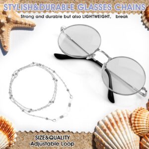 WLLHYF Glasses Chain for Women Strap Holder Around Neck, Women's Sun Reading Eyeglass Chain Hanger Face Mask Lanyard Necklace Silver