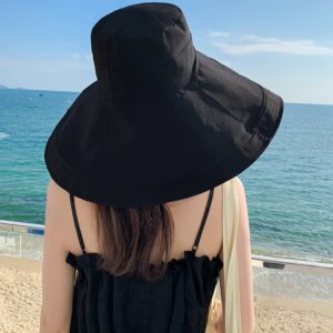 HUAMULAN 7" Wide Brim Women Summer Sun Floppy Hat Beach Bucket Fishing Hats Reversible Foldable Travel UV Protection