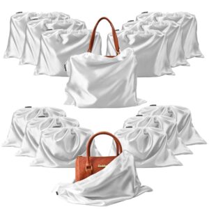 gongkangyuan 12 pcs dust bags for purses and handbags satin purse storage organizer with drawstring closure handbag protector (white)