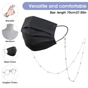 WLLHYF Glasses Chain for Women Strap Holder Around Neck, Women's Sun Reading Eyeglass Chain Hanger Face Mask Lanyard Necklace Silver