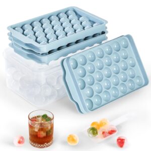 optish 3 pack ice trays for freezer, 99 pcs ice cube tray with lid and bin, round ice cube trays for freezer, circle ice cube tray for chilling drinks