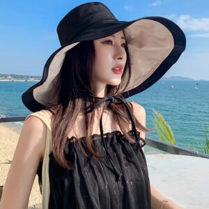 HUAMULAN 7" Wide Brim Women Summer Sun Floppy Hat Beach Bucket Fishing Hats Reversible Foldable Travel UV Protection