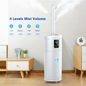 17L/4.5Gal Ultra Large Humidifiers for Bedroom 2000 sq ft, Quiet Humidifiers for Large Room, Tower Humidifier with 4 Mist Mode & Extension Tube for Home School Office Commercial Greenhouse Plants