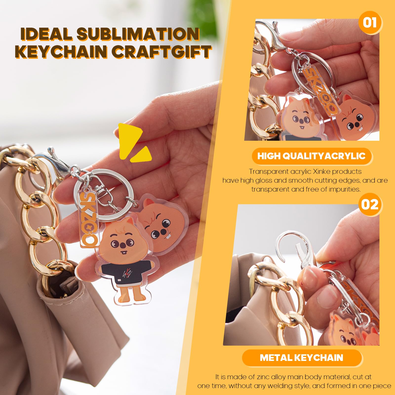 Feenmai Cartoon Keychain for Kids, Stray Kids Keychain Cute Animal Pendant, Acrylic Double Sided Pattern SKZ Backpack Pendant