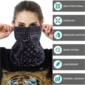 6PCS Gator Masks Tube Bandanas Paisley Neck Gaiter Outdoor Face Mask Seamless Headband Magic scarf High Elastic Face Cover Head Wraps Balaclava with UV Resistance for Yoga Hiking Running