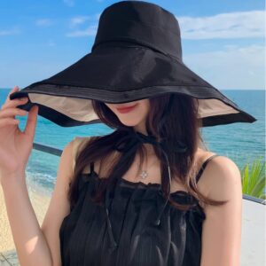 HUAMULAN 7" Wide Brim Women Summer Sun Floppy Hat Beach Bucket Fishing Hats Reversible Foldable Travel UV Protection