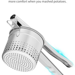 GloTika Large 15oz Potato Ricer Masher, Heavy Duty Stainless Steel Potato Masher with Ergonomic Handle, Masher and Ricer Kitchen Tool for Mashed Potatoes, Noodle Maker