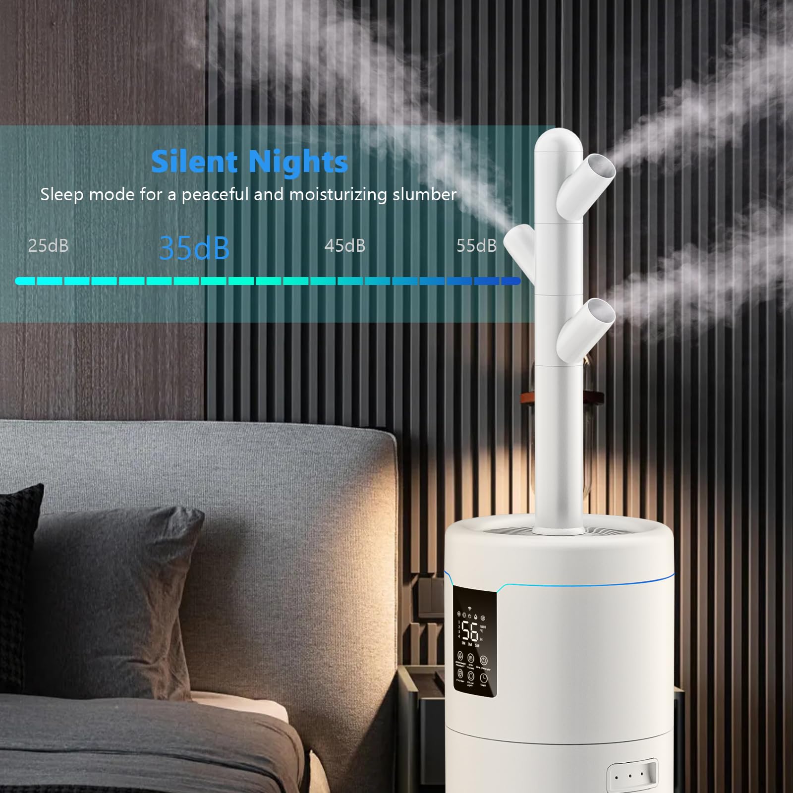 17L/4.5Gal Ultra Large Humidifiers for Bedroom 2000 sq ft, Quiet Humidifiers for Large Room, Tower Humidifier with 4 Mist Mode & Extension Tube for Home School Office Commercial Greenhouse Plants