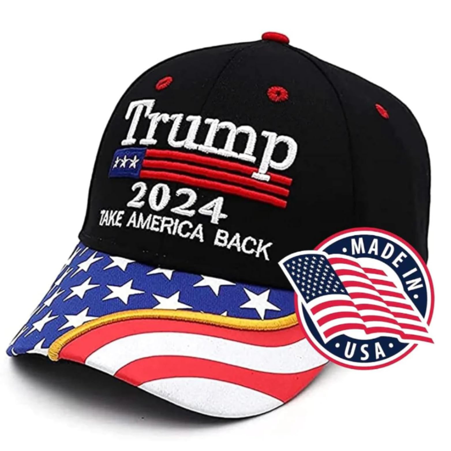 Made in USA Trump Hat 2024 Take America Back Camo Hat Adjustable Cap Hat Presidential Election Campaign (Black)