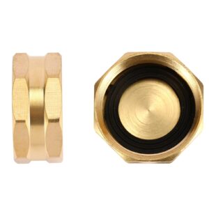 Sanpaint 2 Pack Garden Hose End Caps with Washers, Brass Spigot Cap, 3/4" Female End Cap