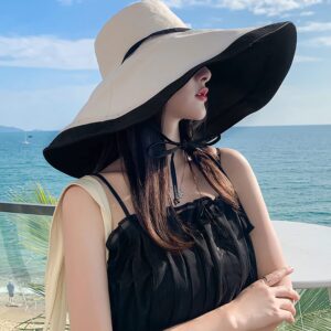 HUAMULAN 7" Wide Brim Women Summer Sun Floppy Hat Beach Bucket Fishing Hats Reversible Foldable Travel UV Protection