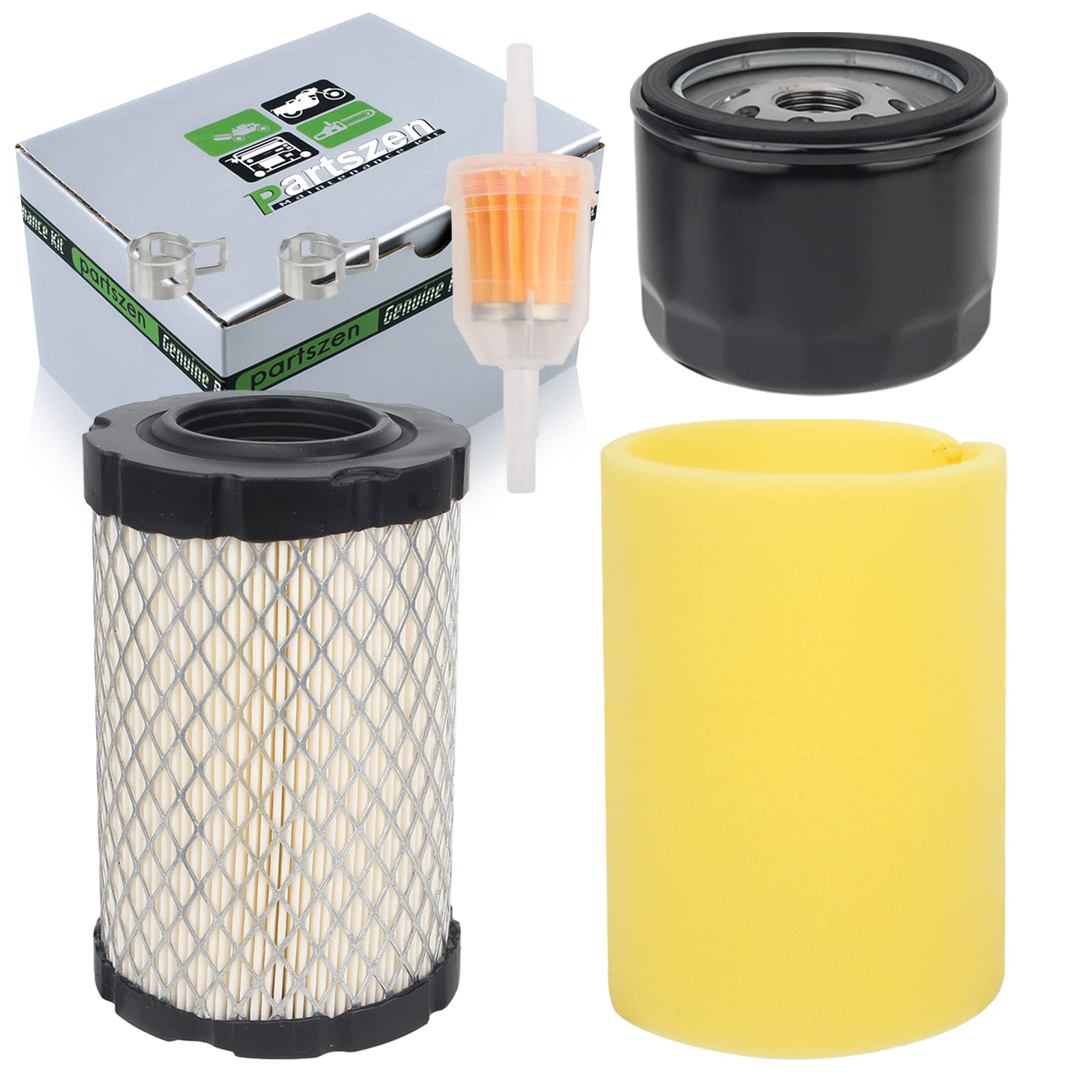 partszen Z335E Air Fuel Oil Filter Fit for John Deer z355r Z225 Z235 Z255 L110 LA125 LA115 LA105 L110 E100 E120 E140 for Husqvarna YTH22V46 YTA22V46 YTA24V48 331707 331777 331807 31A607