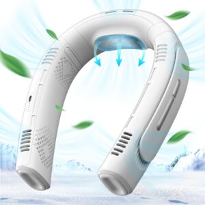 icebirds portable air conditioner neck fan semiconductor cooling bladeless fan ，6000mah rechargeable battery operated hanging personal fan, 3 speeds, leafless fan for outdoor indoor