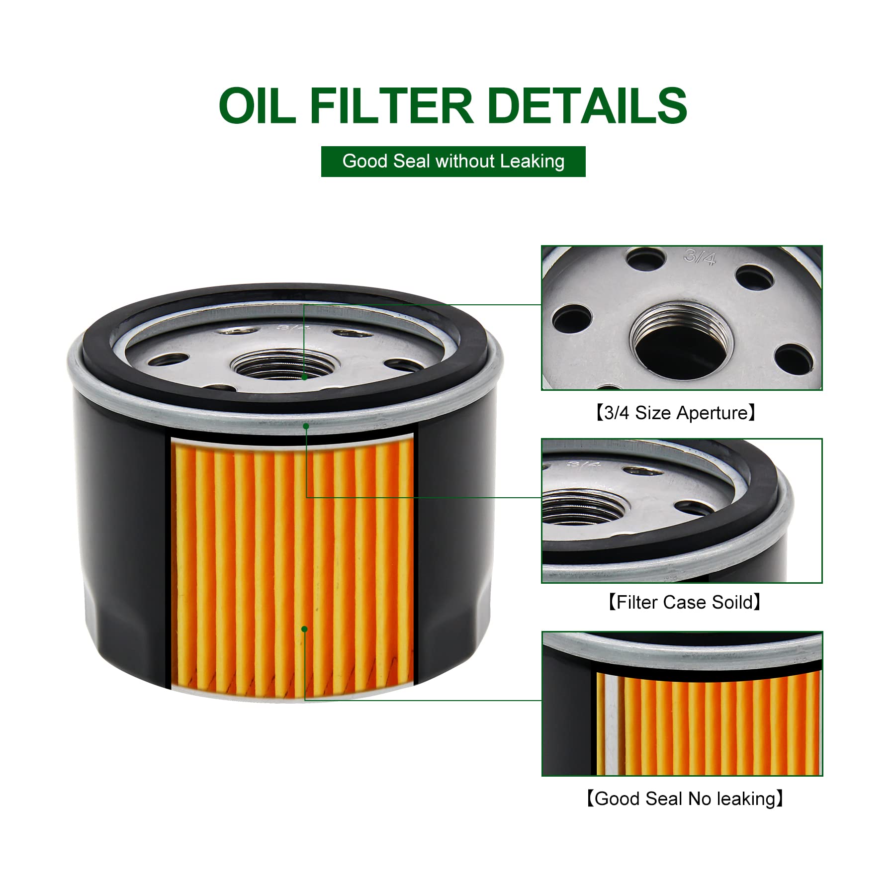 Brlyeeanze 2 Pack AM125424 Oil Filter Compatible with Kawasaki 49065-7007 D100 D105 John Deere GY20577 Briggs & Stratton 492932 492932S 696854 GY20577 SST15 L100 LX173 Lawn Mower