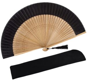 amajiji 8.27"(21cm) hand held bamboo silk folding fan hand fan,chinese/japanese charming elegant vintage retro style,women ladys girls best gifts (sexy bamboo)