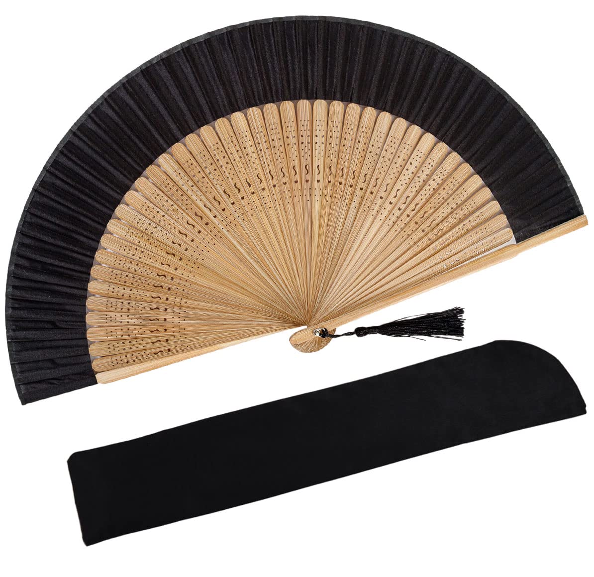 Amajiji 8.27"(21cm) Hand Held Bamboo Silk Folding Fan Hand Fan,Chinese/Japanese Charming Elegant Vintage Retro Style,Women Ladys Girls Best Gifts (Sexy Bamboo)