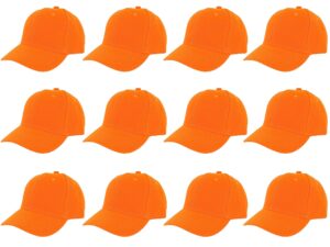 gelante plain blank baseball caps adjustable back strap wholesale lot 12 pack-001-neonorange