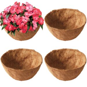 lchuang coco liners for planters - 4 pack 14 inch round hanging basket liners, 100% natural coconut fiber replacement liners for hanging baskets planters flowers, plants, vegetables (14'' pack of 4)