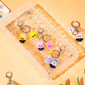 Feenmai Cartoon Keychain for Kids, Stray Kids Keychain Cute Animal Pendant, Acrylic Double Sided Pattern SKZ Backpack Pendant