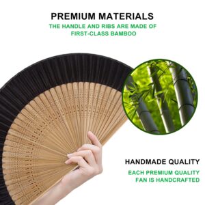 Amajiji 8.27"(21cm) Hand Held Bamboo Silk Folding Fan Hand Fan,Chinese/Japanese Charming Elegant Vintage Retro Style,Women Ladys Girls Best Gifts (Sexy Bamboo)