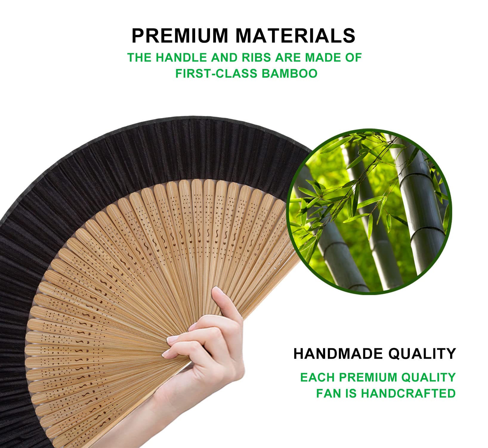 Amajiji 8.27"(21cm) Hand Held Bamboo Silk Folding Fan Hand Fan,Chinese/Japanese Charming Elegant Vintage Retro Style,Women Ladys Girls Best Gifts (Sexy Bamboo)