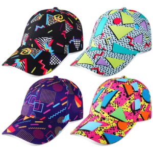 xtinmee 4 pcs 80s 90s trucker hat vintage baseball caps for men women retro back to 90s hats adjustable unisex caps for travel disco party birthday gift festival party favor, multi color