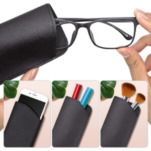 ANLIOTO 12 Pcs Soft Glasses Case, Leather Eye Glass Case Glasses Pouch for Women Men Kids Travelling Reading