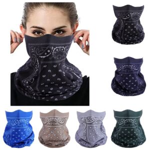 6pcs gator masks tube bandanas paisley neck gaiter outdoor face mask seamless headband magic scarf high elastic face cover head wraps balaclava with uv resistance for yoga hiking running