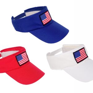 Bulk 24 Pack of Patriotic American Flag Sun Visor Hats