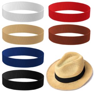 6 pieces stretchable hat band hat bands for women cowboy hat band for men panama straw hat accessories, 6 colors (vivid colors, brief)