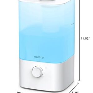 raydrop Humidifiers for Bedroom, 2.5L Top Fill Cool Mist Humidifiers for Home, Large Room, Baby, and Plant, Essential Oil Diffuser with Cycling 7 Color Lights, 360° Nozzle, Auto Shut-Off, White