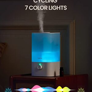 raydrop Humidifiers for Bedroom, 2.5L Top Fill Cool Mist Humidifiers for Home, Large Room, Baby, and Plant, Essential Oil Diffuser with Cycling 7 Color Lights, 360° Nozzle, Auto Shut-Off, White