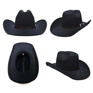 Kalerona Black Cowboy Hats for Men and Women with Adjustable Sizing and Belt Buckle Decoration