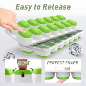 Chefaide Ice Cube Tray with Lid, 4 Pack Durable Stackable Ice Cube Trays for Freezer with Removable Lids, Easy-Release Plastic & Silicone Ice Tray for Cocktail, Coffee