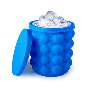 aoutrow ice cube mold, silicone ice bucket ice cup with lid (2 in 1), press type easy-release ice trays ice cube maker for frozen cocktail, whiskey, beverages