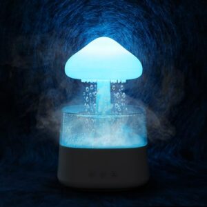 rain cloud humidifier water drip with adjustable led lights white noise humidification desk fountain bedside sleeping relaxing mood (white)