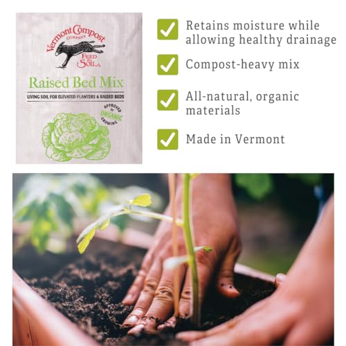 Vermont Compost Company Raised Bed Mix | High-Nutrient Compost-Based Potting Soil for Plants & Vegetables Organic Gardening - 20 Quarts | Gardener's Supply Co Exclusive