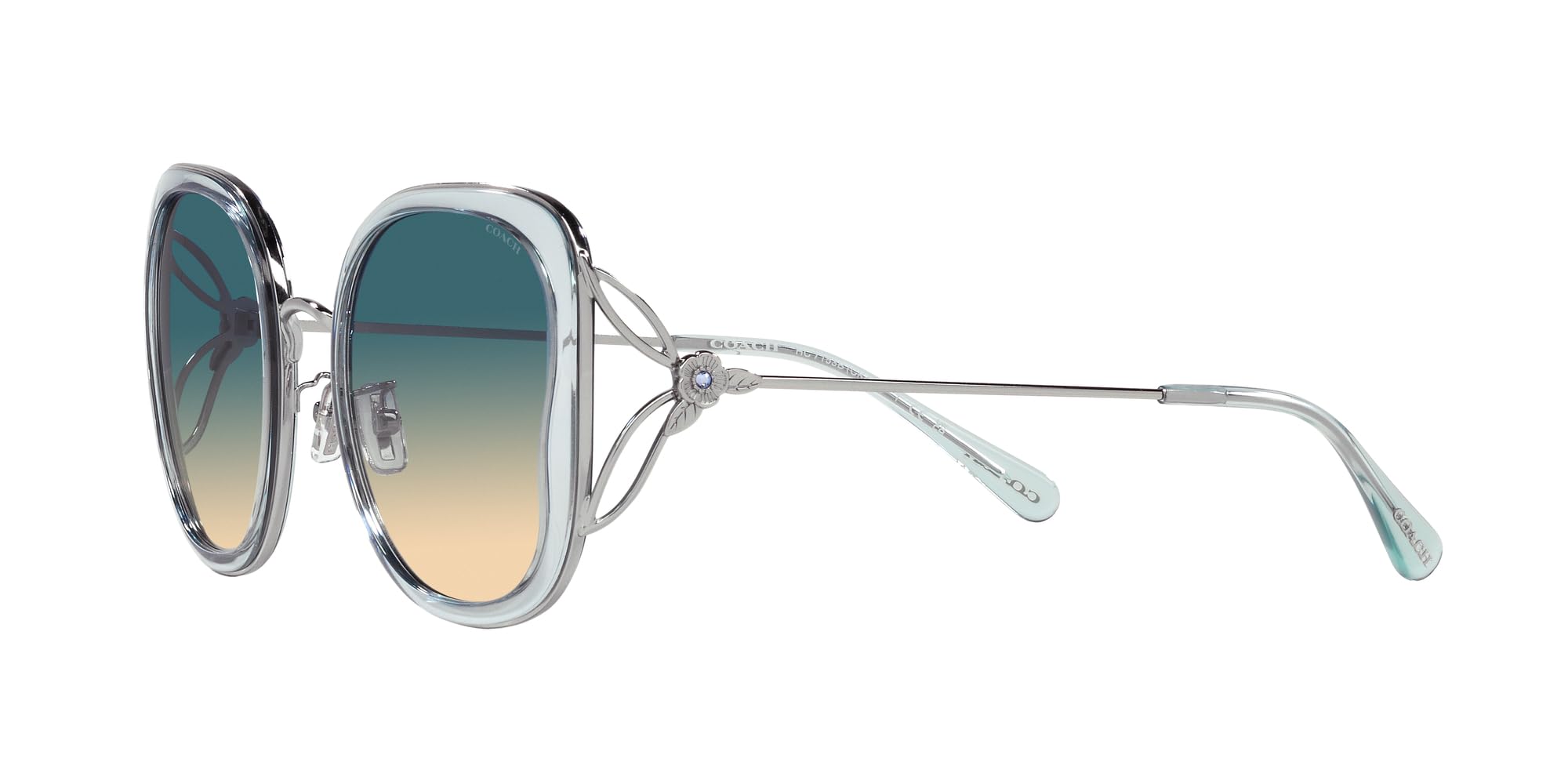 Coach HC7153B Sunglasses, Transparent Blue/Blue Yellow Gradient, 54 mm